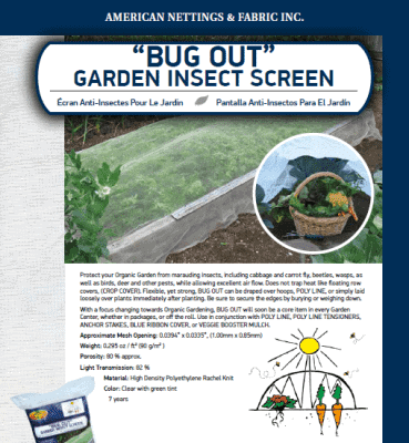"Bug Out" Garden Insect Screen - American Nettings