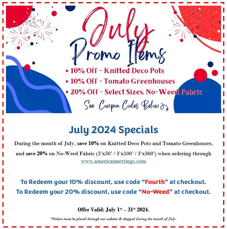 July Coupon - American Nettings: 1-800-811-7444