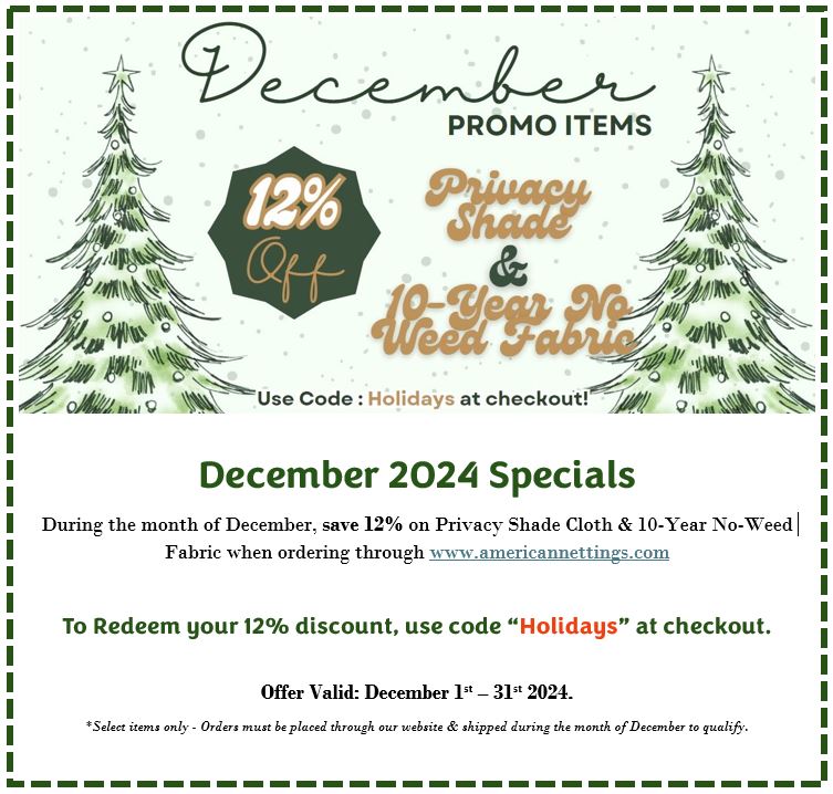 December Coupon - American Nettings: 1-800-811-7444